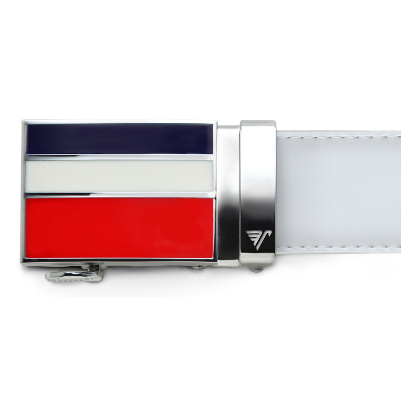 Americano Red, White and Blue | 40mm No Holes Adjustable Ratchet Belt ...